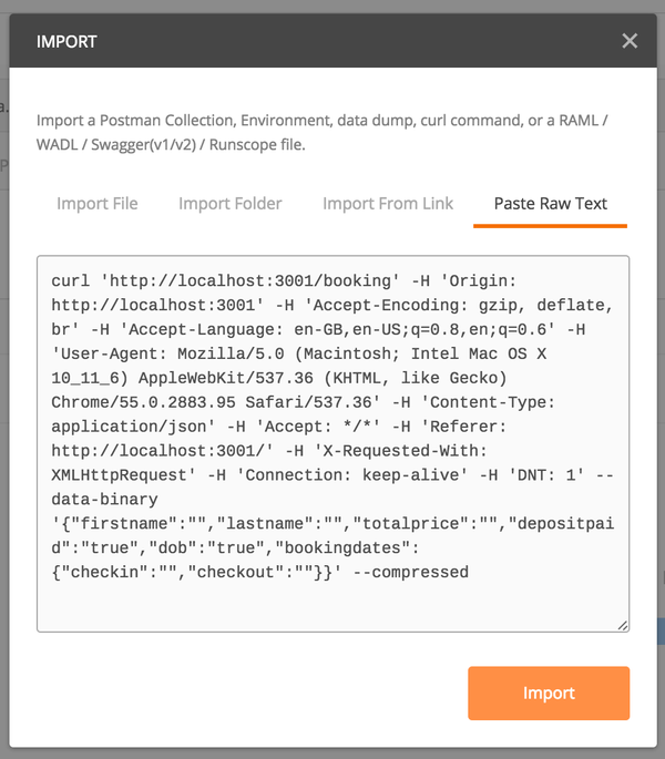 Quick copying HTTP requests from Developer tools to Postman